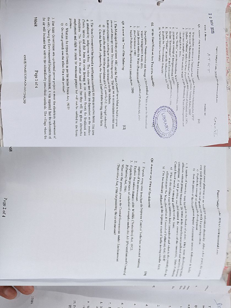 Environment Law PYQs | PDF