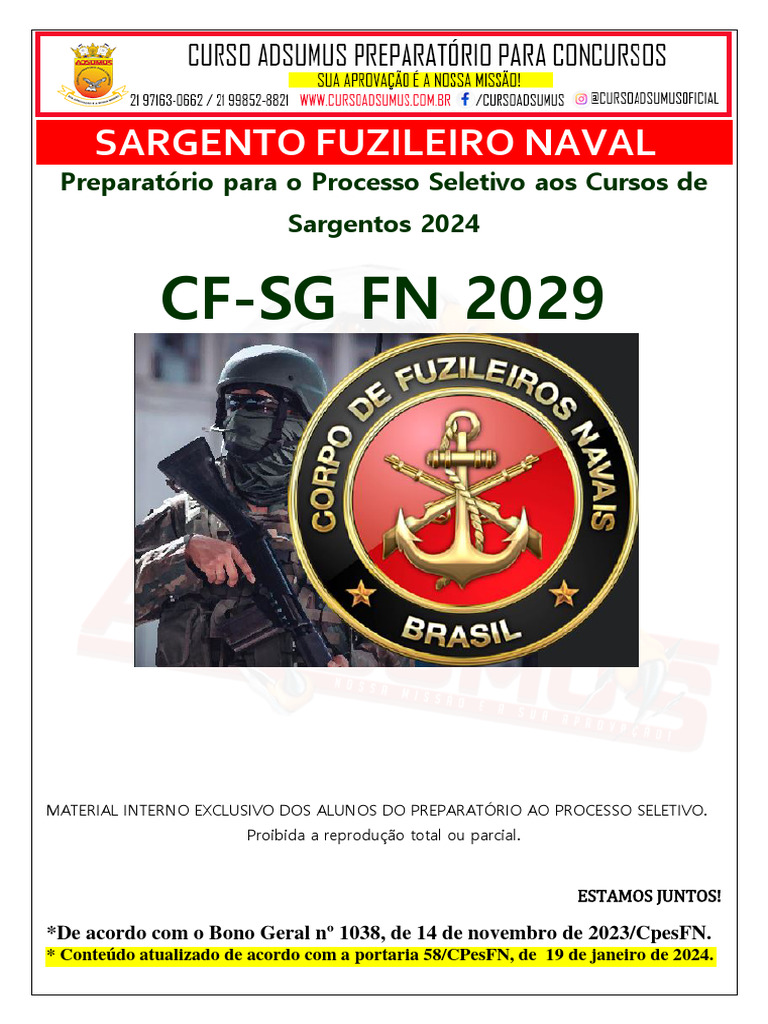 Preparatório Sargento Fuzileiro Naval 2024 | PDF | Corpo de Fuzileiros ...