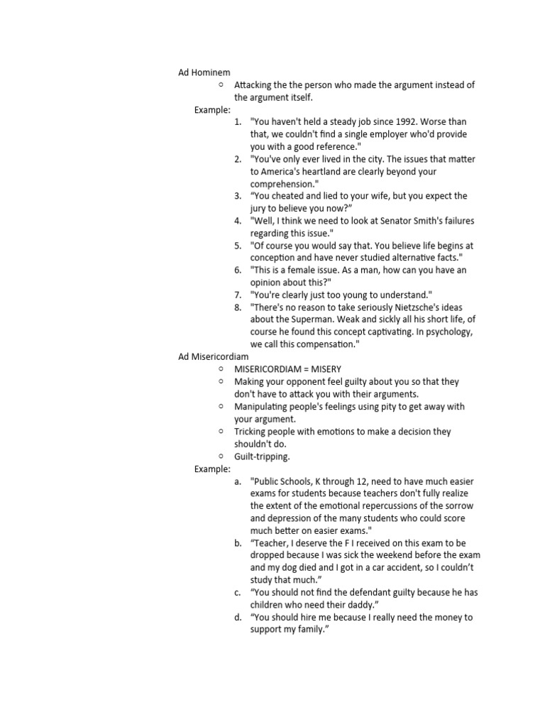 Logical Fallacies Reveiwer | PDF | Argument