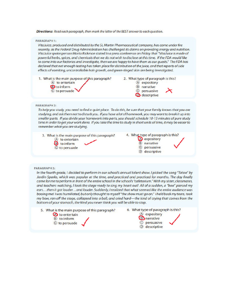 Identify Purpose of Paragraph | PDF