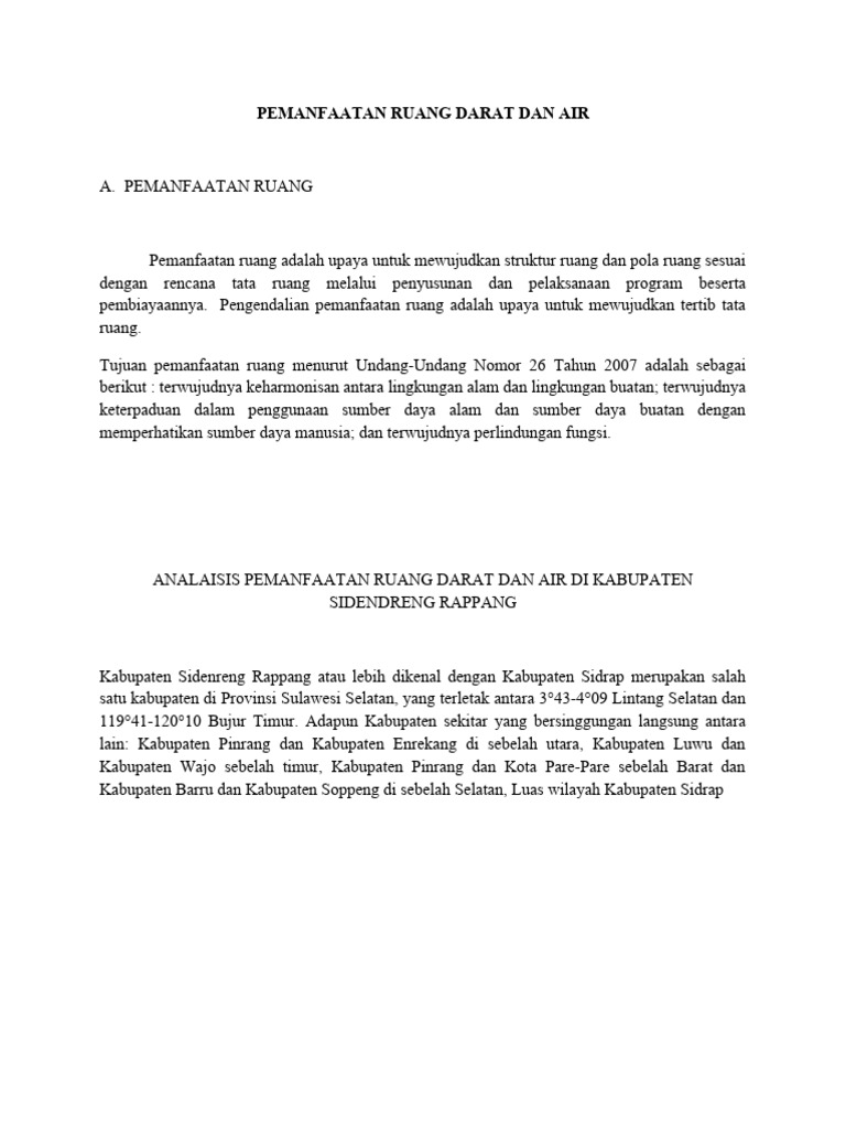 Analisis Pemanfaatan Ruang Sidrap | PDF