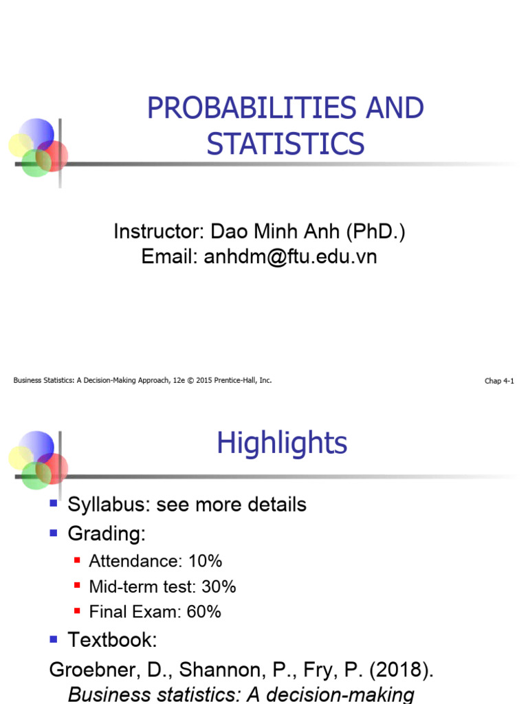 Chapter 1 - Events and Probability of Events - Student | PDF ...