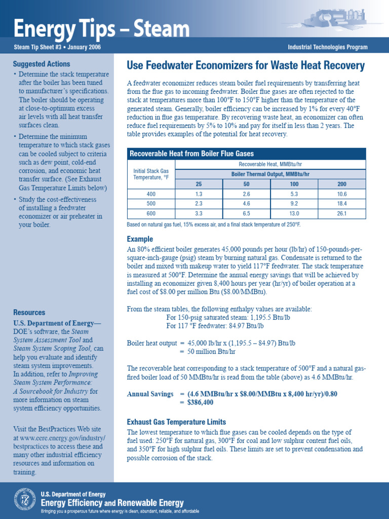 Steam Tip Sheet #3 | PDF | Boiler | Chimney