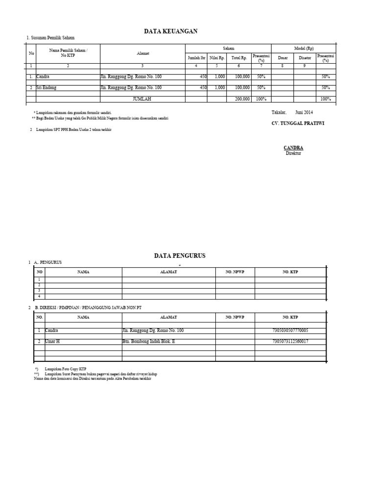 Formulir SBU CV ARMAN JAYA 2014 Baru | PDF