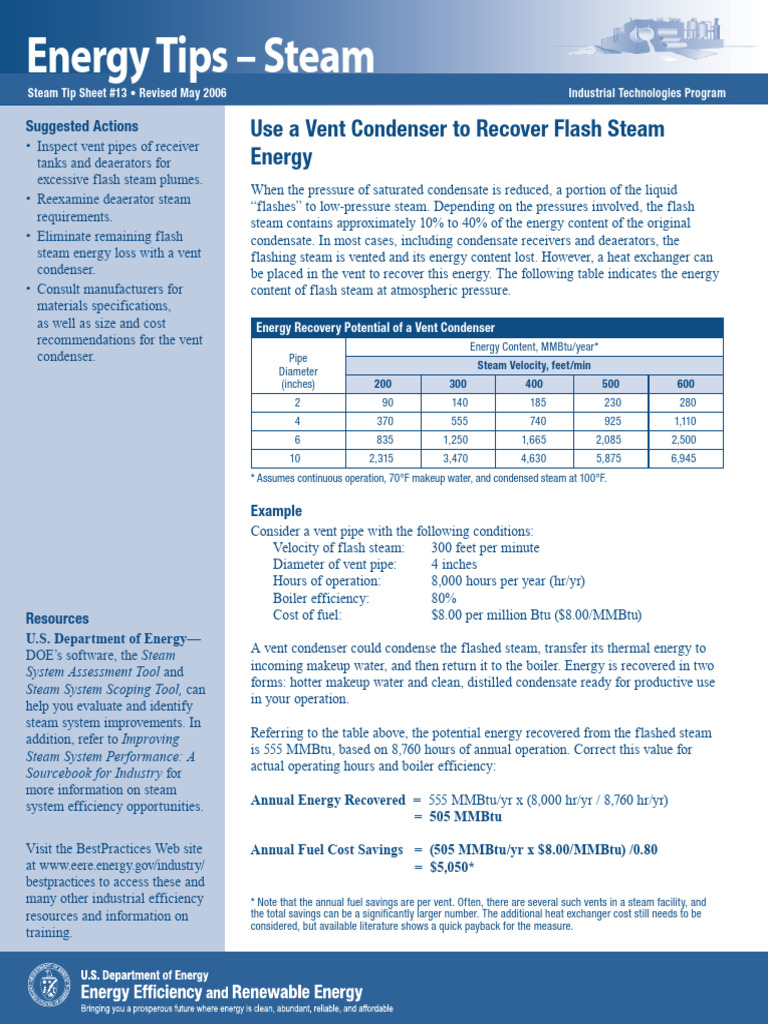 Steam Tip Sheet #13 | PDF | Heat Exchanger | Steam