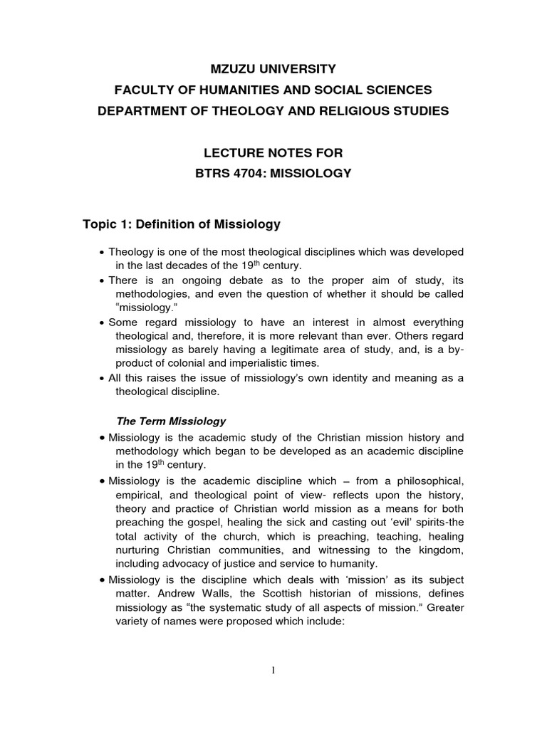 Understanding Missiology: A Definition | PDF | Christian Church | Jesus