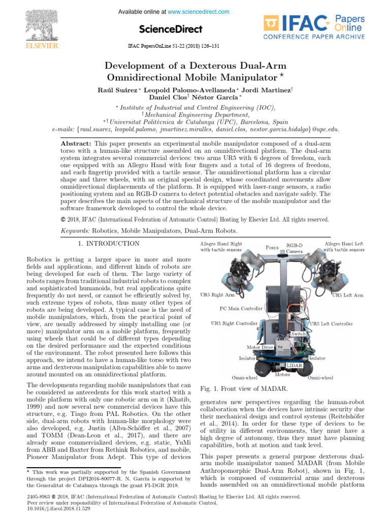 Development of A Dexterous Dual-Arm | PDF | Robot | Robotics