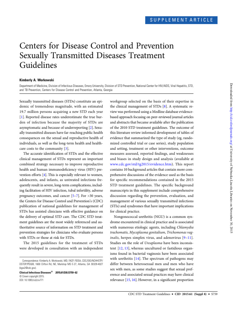 Workowski 2015 | PDF | Sexually Transmitted Infection | Hiv/Aids