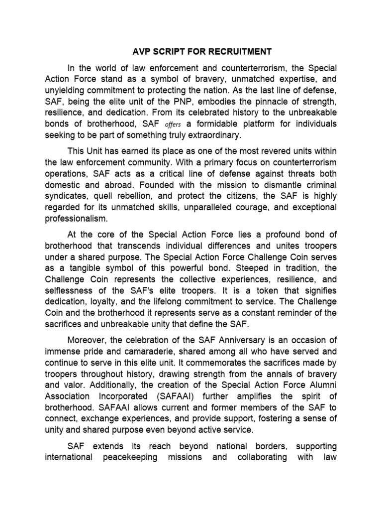 AVP SCRIPT FOR RECRUITMENT | PDF | Earth Sciences