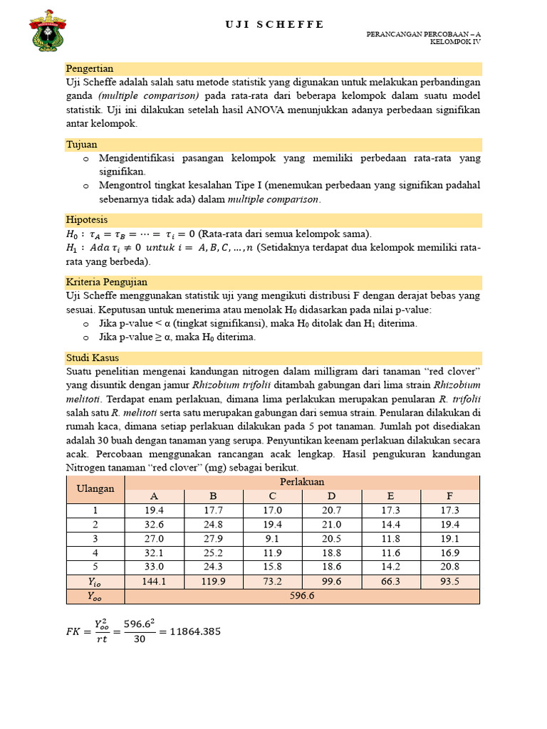 Uji Scheffe - Kelompok 4 - Rancob A-Revisi | PDF