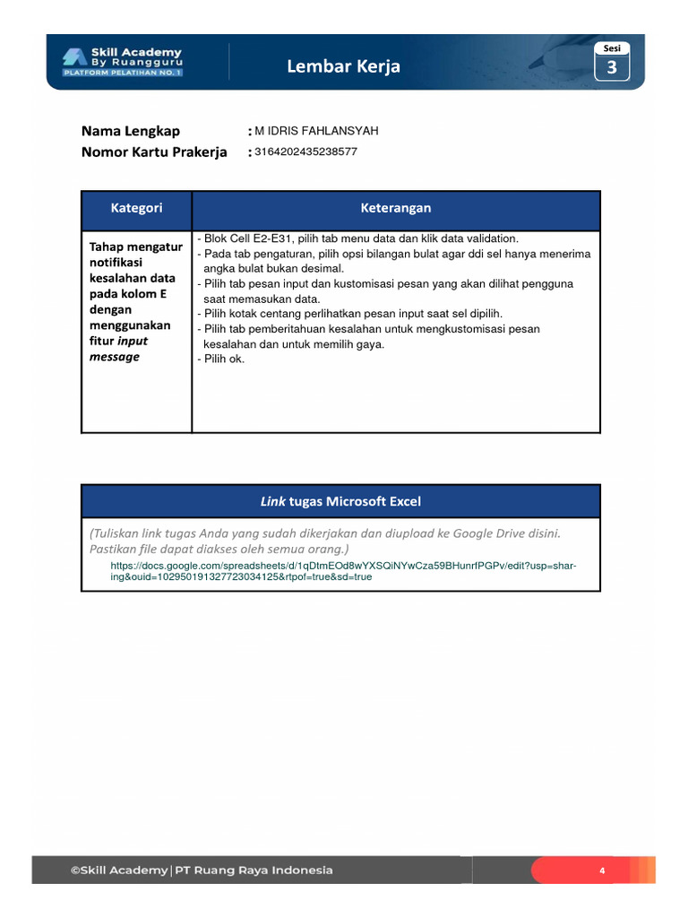 Panduan Validasi Data di Google Sheets | PDF