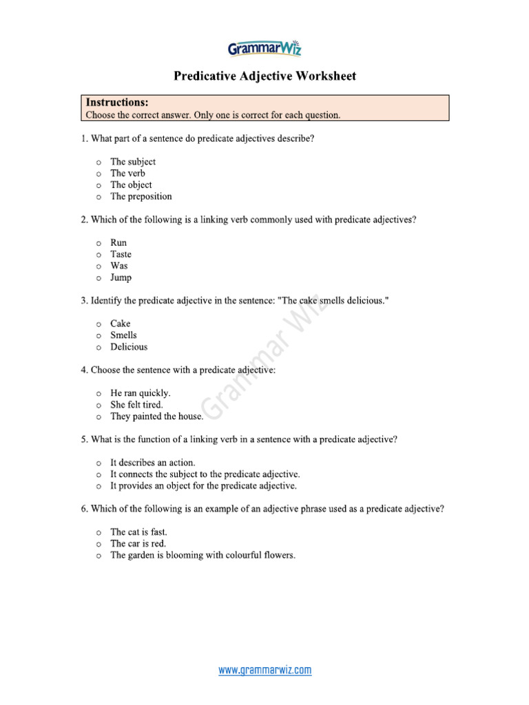 Predicate Adjectives | PDF