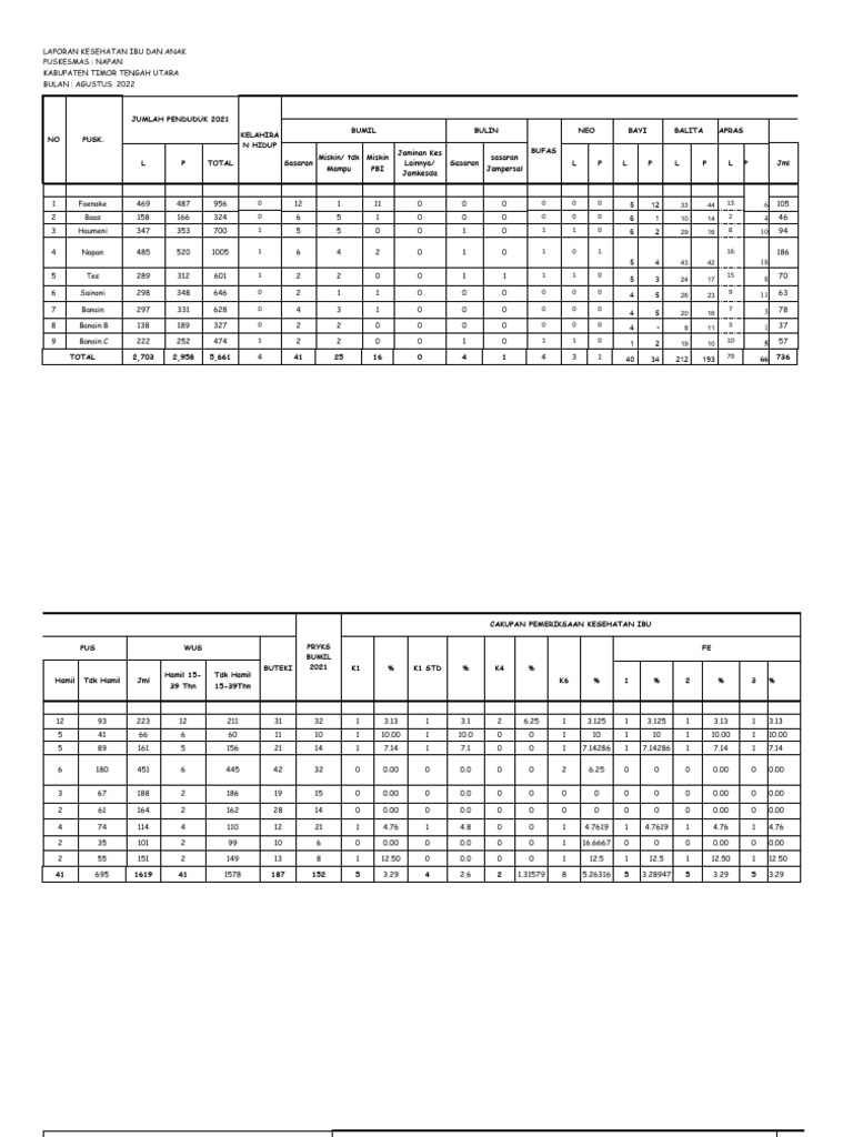 LAP Prog. KIA BLN AGUSTUS 2022 PKM Napan | PDF