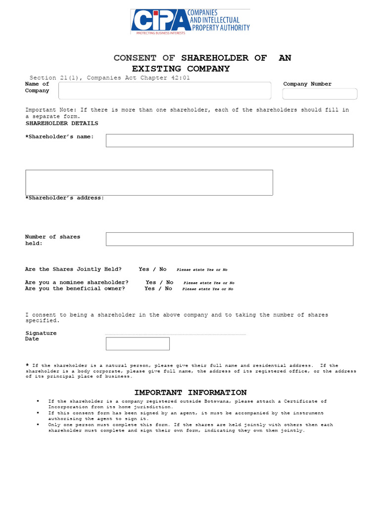 Existing Company Shareholders Consent | PDF