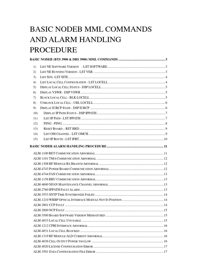 NodeB MML&Alarm Ver | PDF | Telecommunications | Telecommunications Engineering