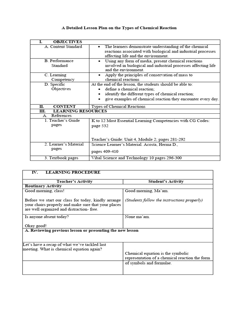 Types of Chemical Reactions | PDF | Chemical Reactions | Chemical Substances