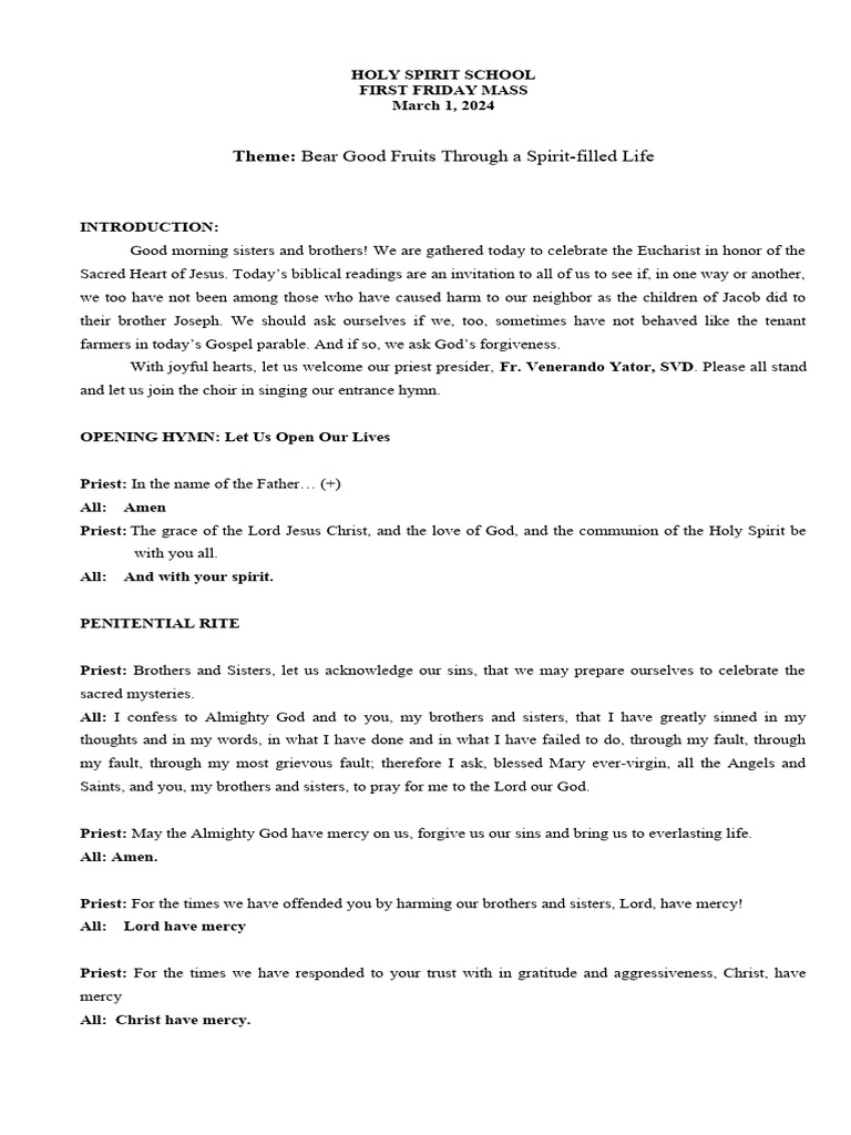 SAMPLE-TEMPLATE-Liturgy | PDF | Mass (Liturgy) | Eucharist