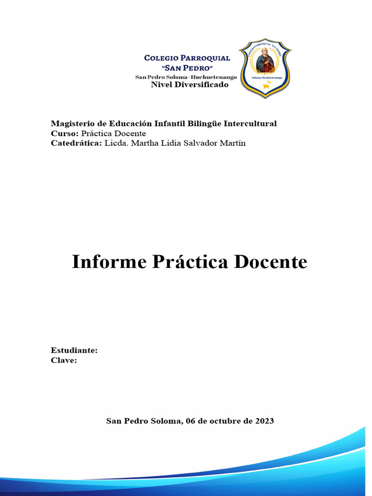 Informe Práctica Docente | PDF | Maestros | Enseñando