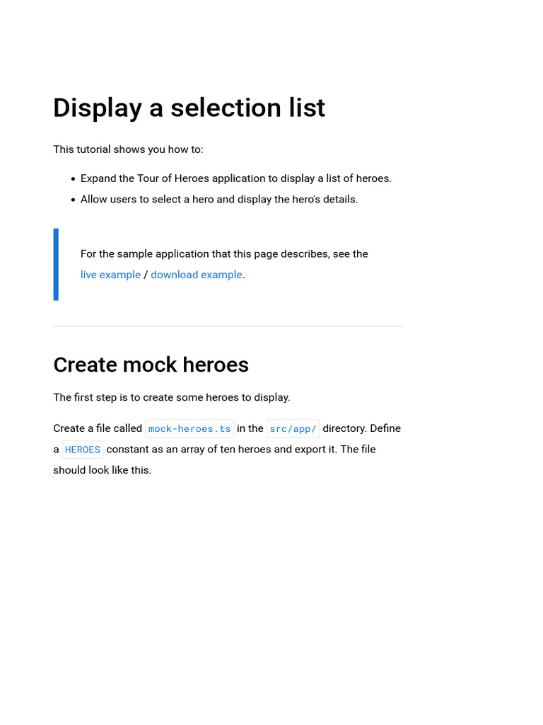 Angular Hero List Tutorial | PDF | Html | Computer Science