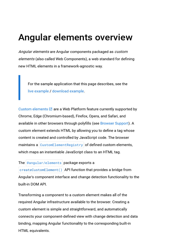 Angular Elements: Custom Web Components | PDF | Document Object Model | Html Element
