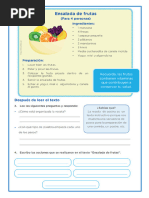 Ficha Leemos Receta Ensalada de Frutas Maestra Janet | PDF | ensalada ...