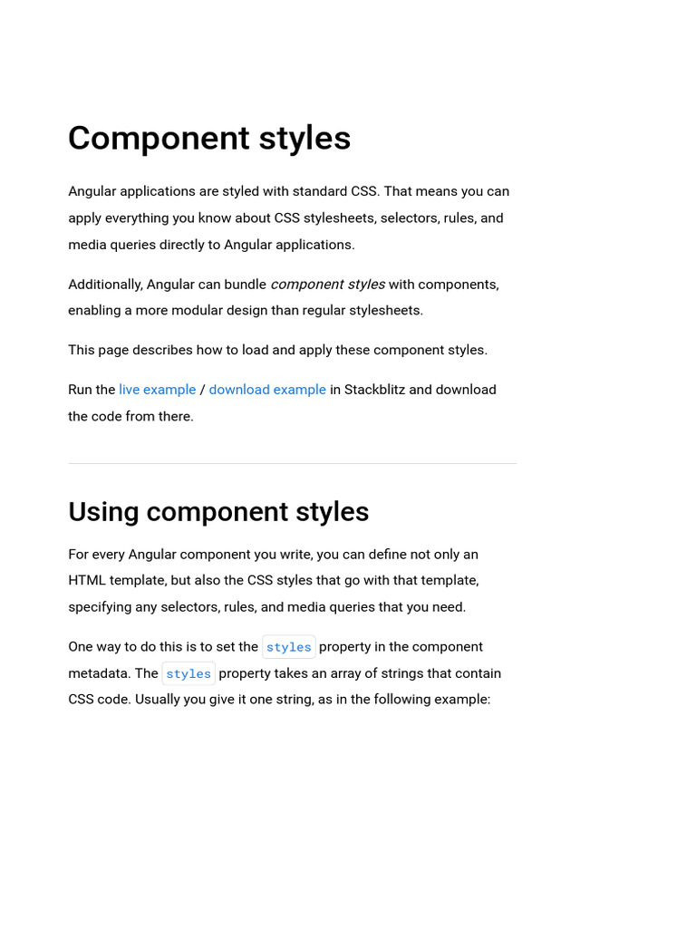 Angular Component Styles Pdf Hypertext World Wide Web 