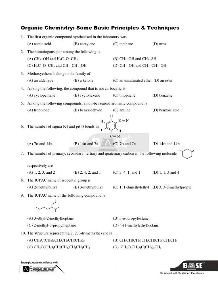 Chemistry Worksheet 1 - ABVP | PDF | Methyl Group | Distillation