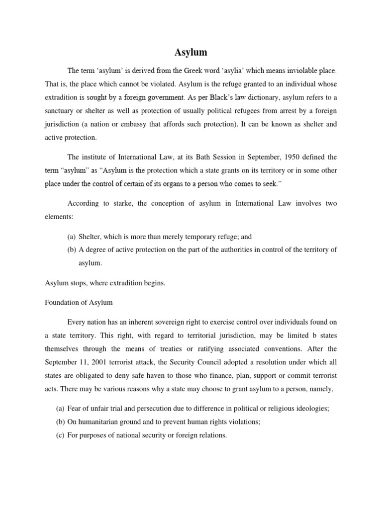 Notes on Asylum BALLB 1st year-converted | PDF | Right Of Asylum ...