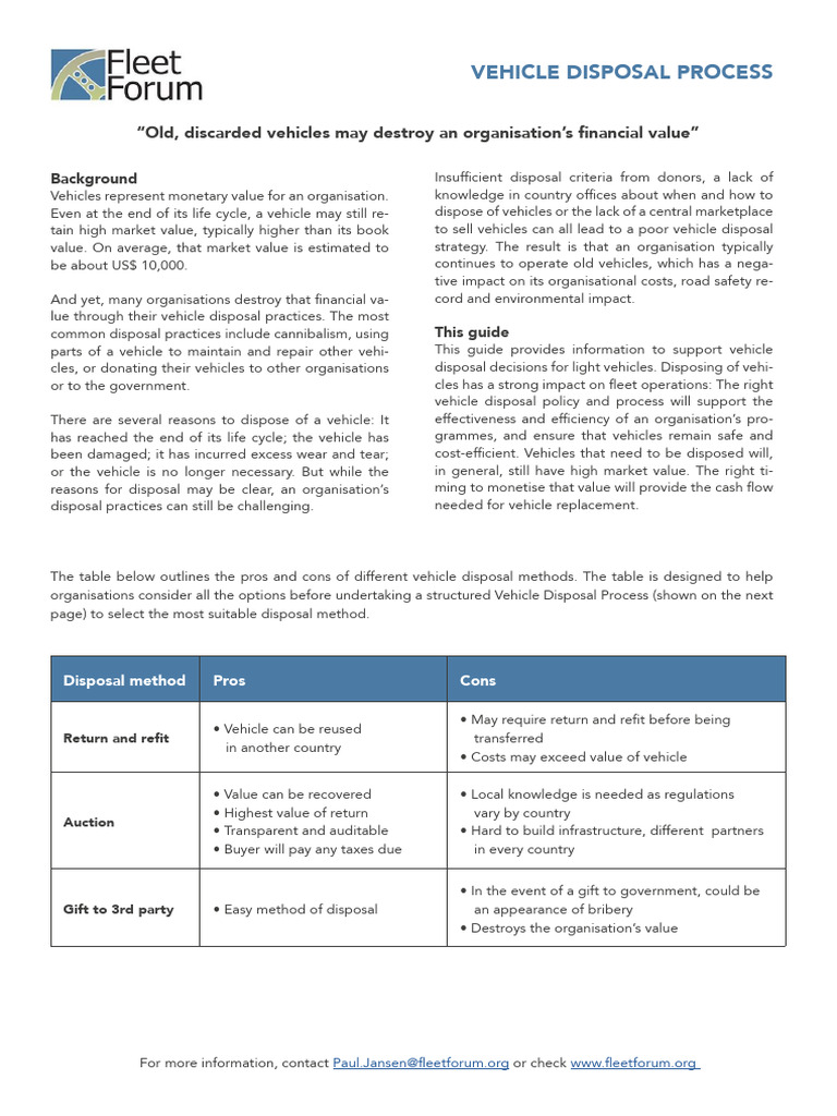Annex I_Vehicle disposal guide_Edited | PDF | Life Cycle Assessment ...