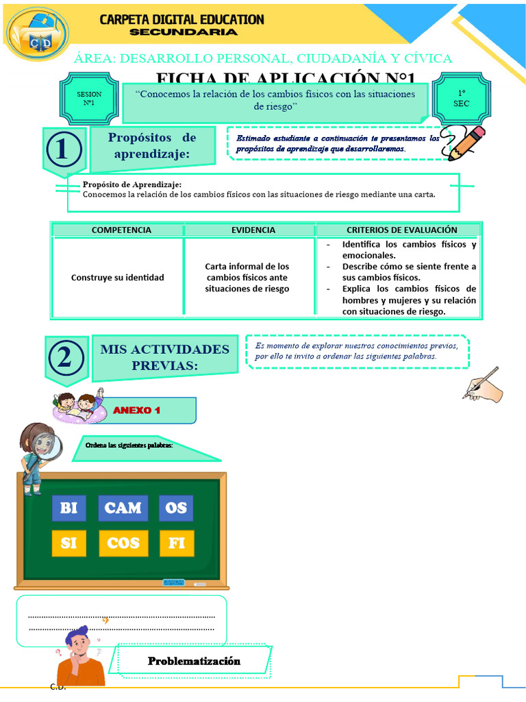 1° Ficha de Aplicación-Sesión1-Sem.1-Exp.1 - DPCC | PDF