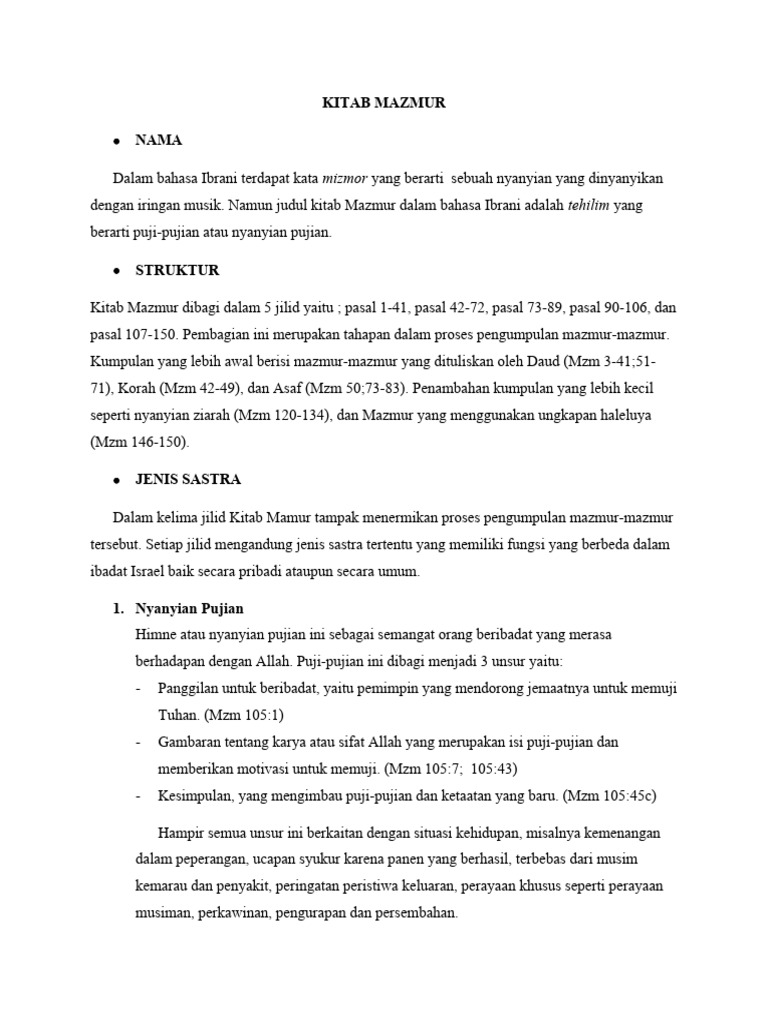 Kitab Mazmur - WS - Lasor | PDF | Sejarah | Agama & Spiritualitas