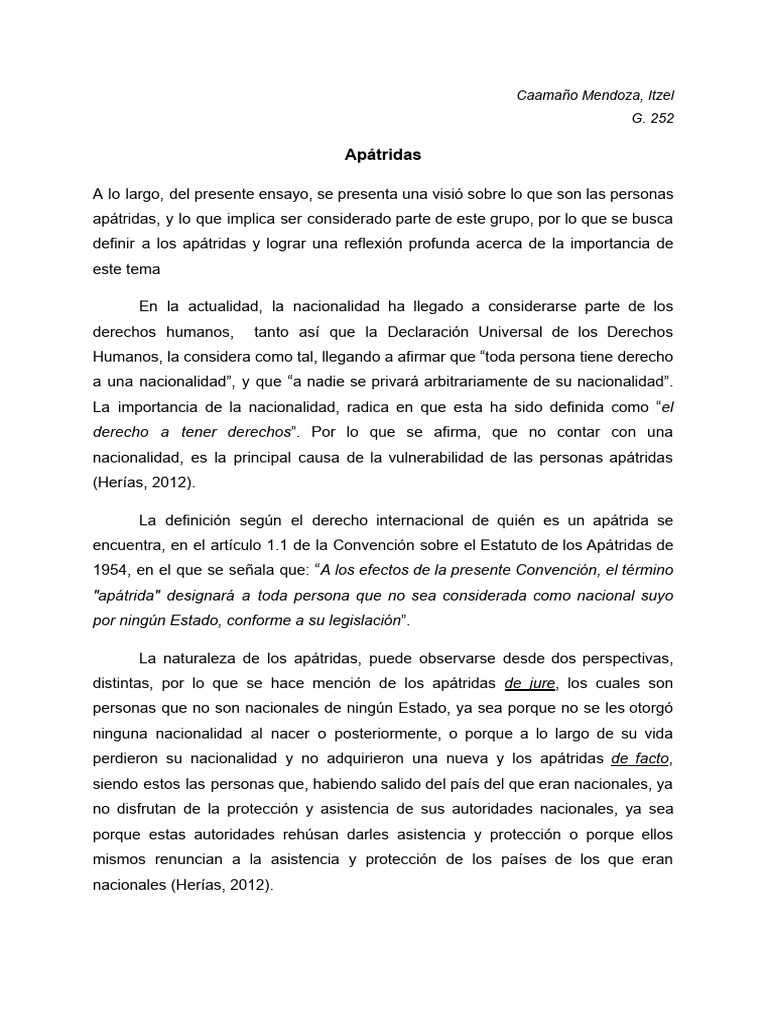 Comprendiendo la Apatridia y sus Implicaciones | PDF | Nacionalidad ...
