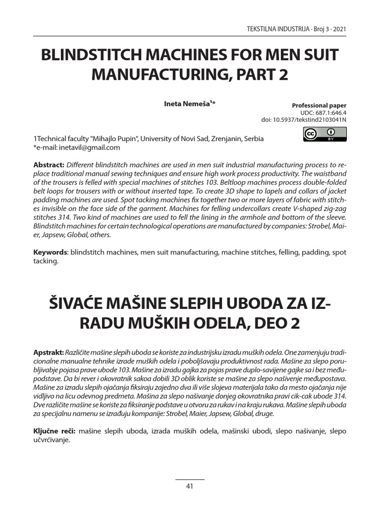 Blindstitch Machines For Men Suit Manufa | PDF | Seam (Sewing) | Sewing