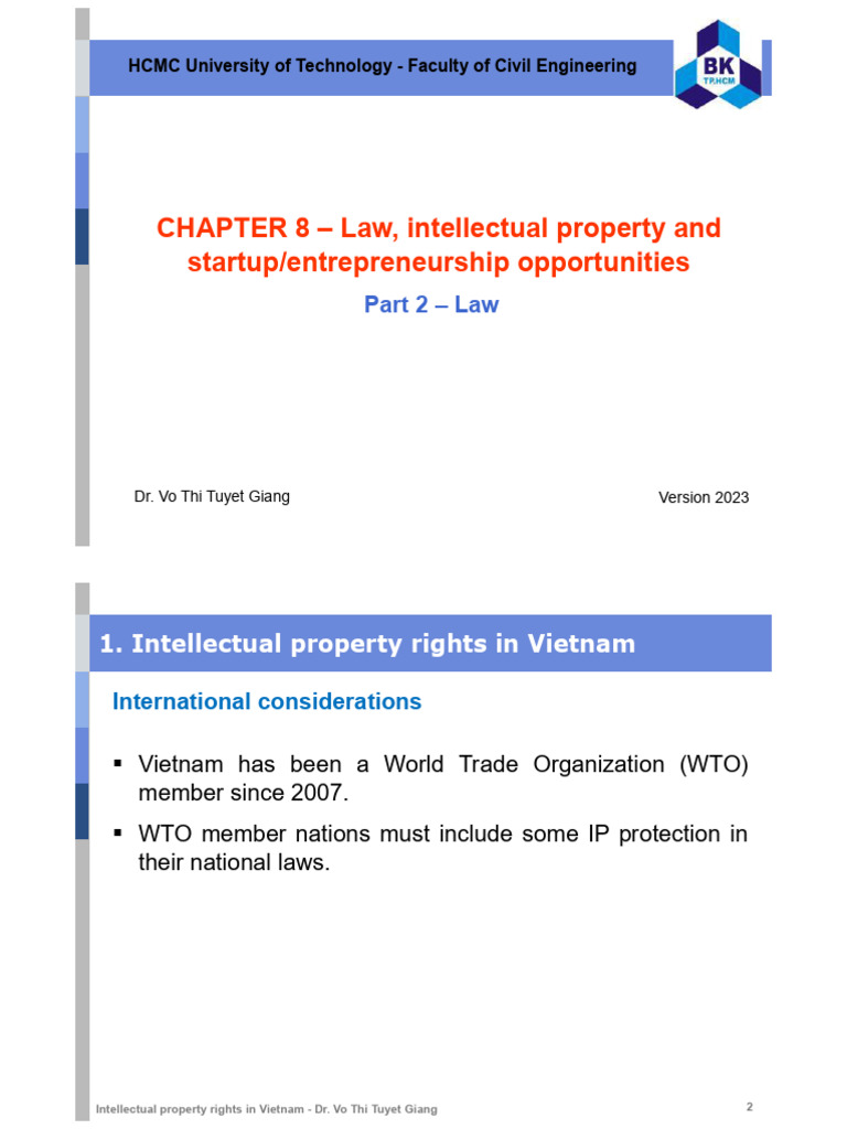 Chap8 Part2 Law VTTGiang BKeL | PDF | Intellectual Property | Trademark
