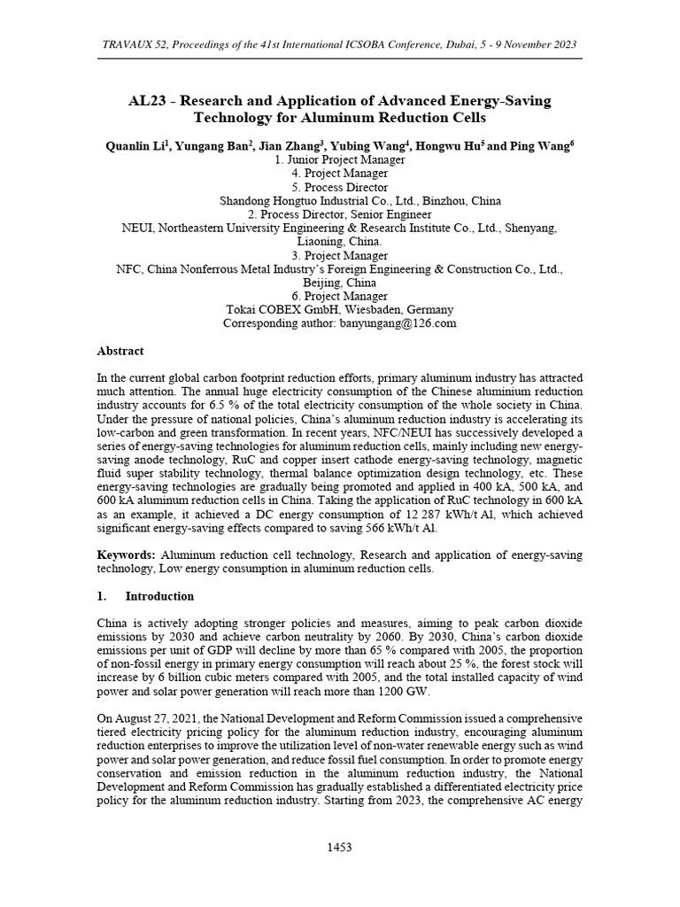 AL23 - Research and Application of Advanced Energy-Saving Technology ...