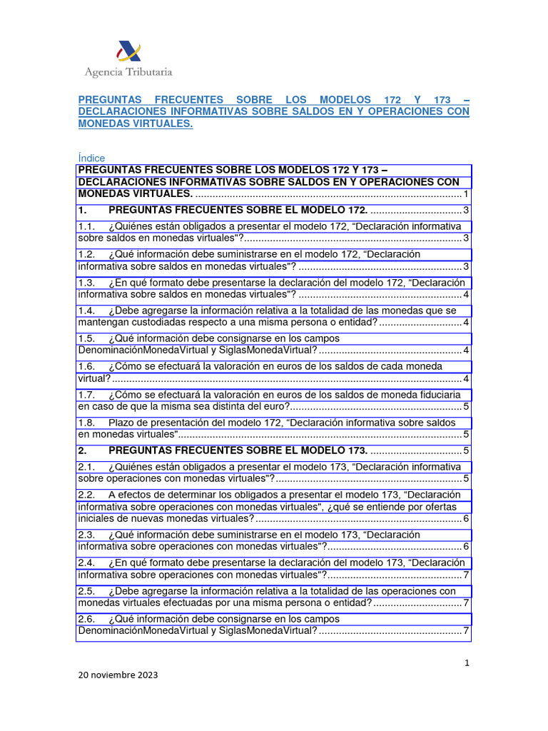 FAQ sobre Modelos 172 y 173 de Criptomonedas | PDF | Dinero | Euro