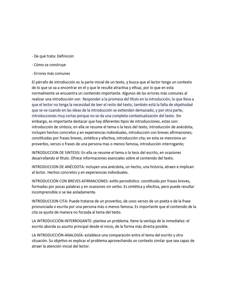 Qué Es Una Introducción | PDF