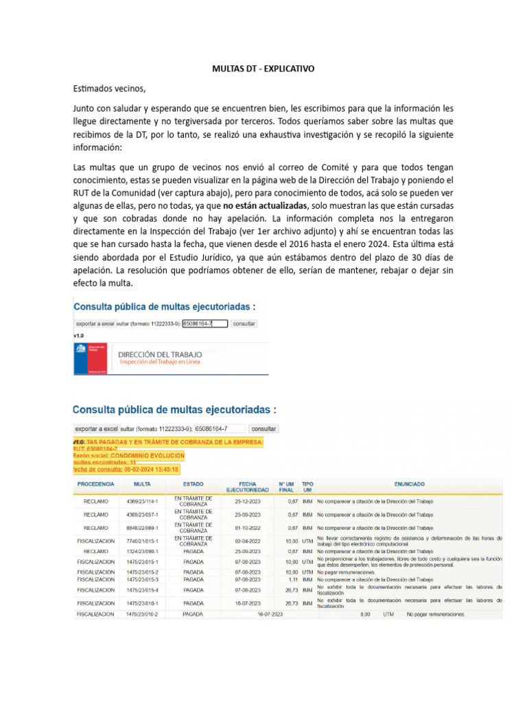 Explicativo - Multas DT | PDF
