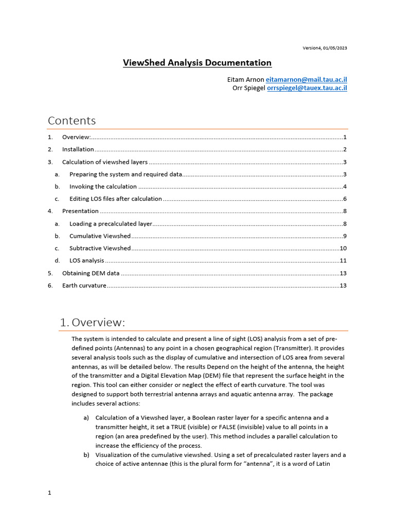 ViewShed Analysis Documentation | PDF | Directory (Computing) | Computer File