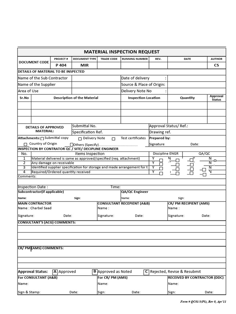 Material Inspection | PDF