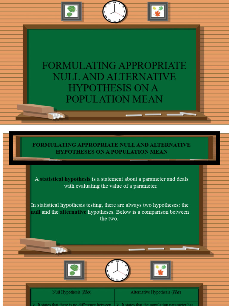 Formulating Appropriate Null And Alternative Hypothesis On A Pdf Hypothesis Null Hypothesis