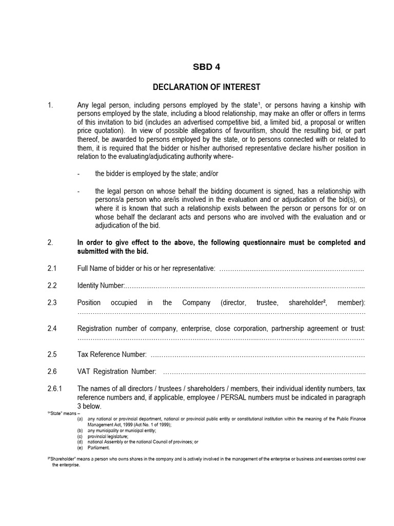 SCM Bid Documents SBD 4 | Download Free PDF | Business | Private Law