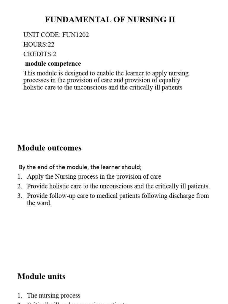 Fundamental of Nursing II | PDF | Coma | Physiology