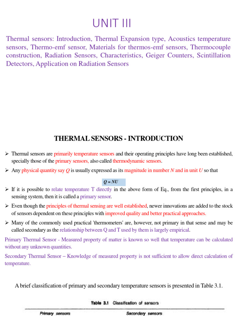 UNIT III - Sensors and Transducers | PDF | Ionizing Radiation ...