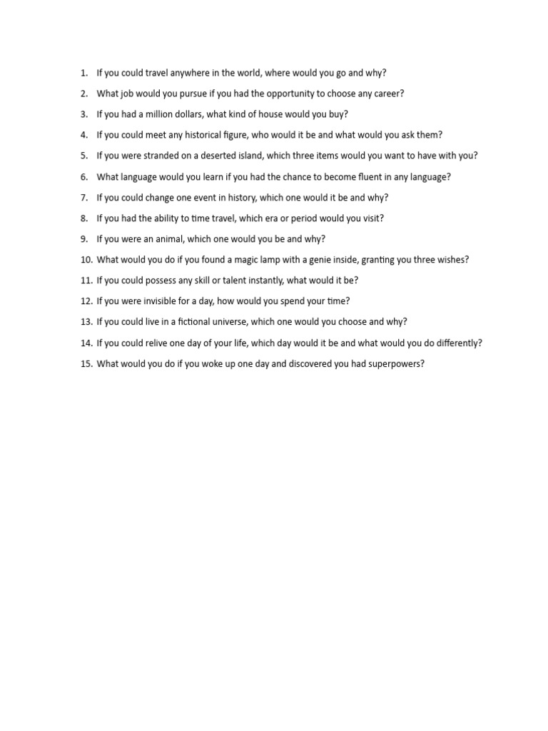 Thought-Provoking Hypothetical Questions | PDF