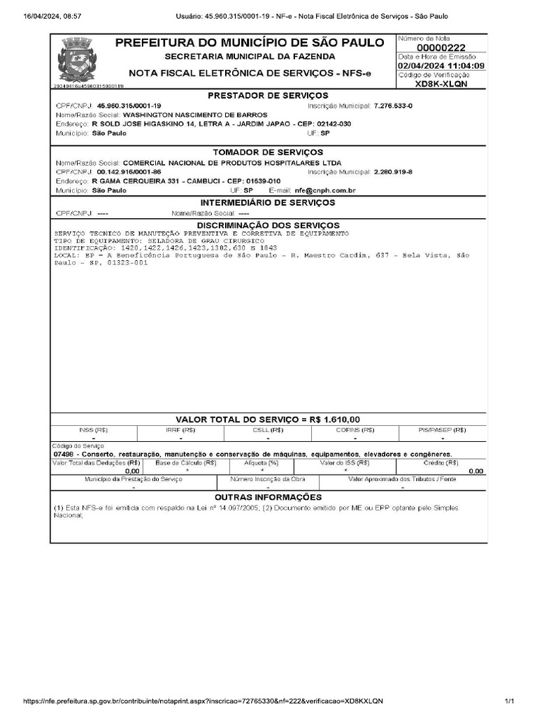 CNH em Aberto Nfs | PDF