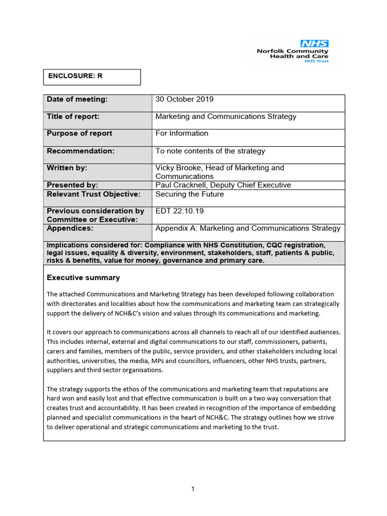 Marketing and Communications Strategy Report | PDF | Public Relations ...