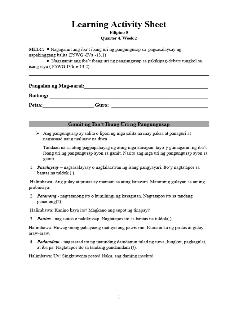 FIL-5-Q4-WEEK-2 | PDF