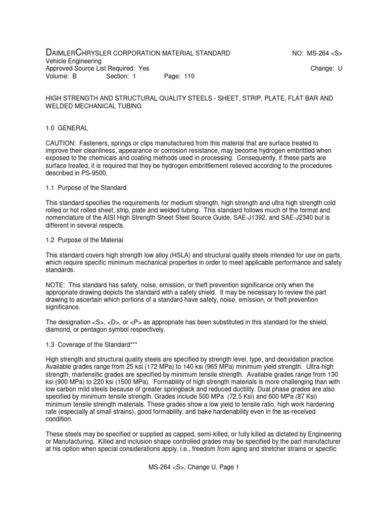 MS 264 | PDF | Strength Of Materials | Steel