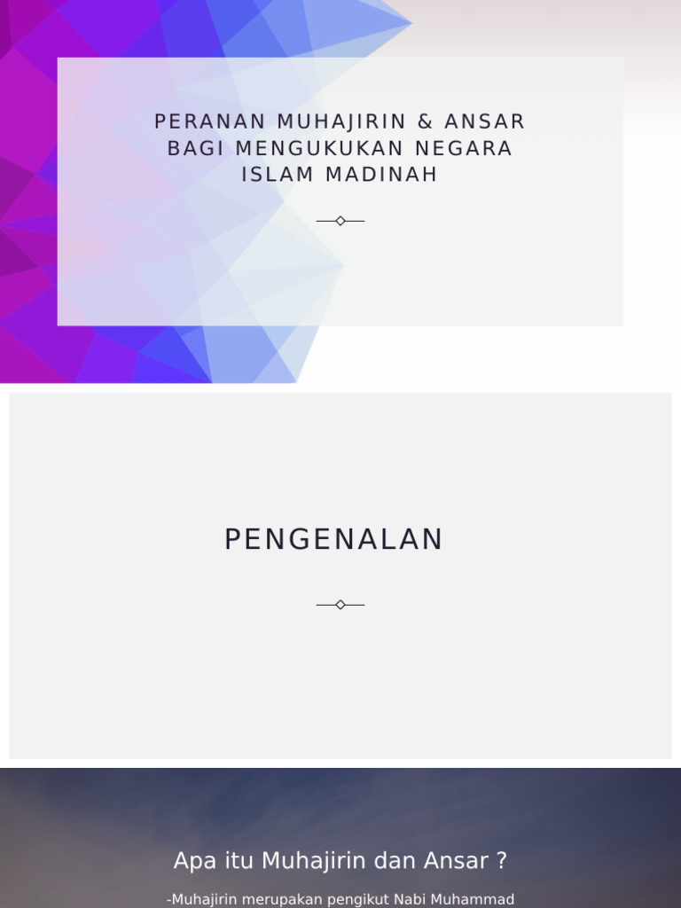 Peranan Muhajirin & Ansar Bagi Mengukuhkan Negara Islam Madinah2 | PDF